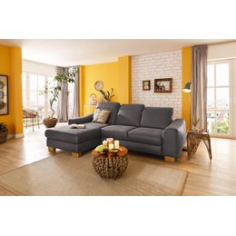 Ecksofa Home Affaire "Dundee L-Form", grau (anthrazit), B:264cm H:86cm T:170cm, Luxus-Microfaser Florence (100% Polyester);Struktur fein (100% Polyester);Luxus-Microfaser Lederoptik (100% Polyester), Sofas, Ecksofa, wahlweise mit Kopfteilverstellung und zus&auml;tzlich mit Bettfunktion