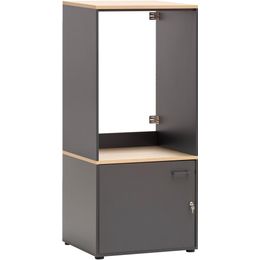 Mehrzweckschrank-Set Schildmeyer "Solea", schwarz (anthrazit, eichehellfarben), Holzwerkstoff, Kastenm&ouml;bel-Sets, Mehrzweckschrank-Set, Breite 134 cm, Stapelbare Schr&auml;nke, Metallbeschl&auml;ge, T&uuml;rschloss
