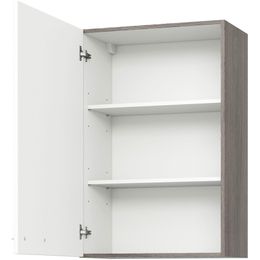 H&auml;ngeschrank KOCHSTATION "KS-Trea O50-90", wei&szlig; (wei&szlig;, eichefarben grau), B:50cm H:90cm T:35cm, Schr&auml;nke, H&auml;ngeschrank, inklusive zwei Einlegeb&ouml;den, Breite 50 cm, H&ouml;he 90 cm