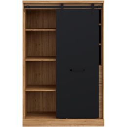 Highboard FORTE "Kaszimiro", schwarz (waterford eiche, schwarz), B:103,4cm H:160,2cm T:52cm, Holzwerkstoff, Sideboards, Highboard
