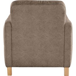 Sessel exxpo - SOFA FASHION "Elio, Loungesessel, aufwendige Detailverarbeitung, bequem und modern", braun (cappuccino), B:76cm T:90cm, Luxus-Kunstleder;NaturLEDER (echtes Rindsleder) in Sitz und R&uuml;cken. Korpus in passendem Kunstleder SOFTLUX bezogen, Sessel, Sessel, hoher Sitzkomfort f&uuml;r entspannende Momente
