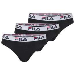 Brasilslip Fila "WOMAN BRAZILIAN SLIP", Damen, Gr. M, schwarz, Obermaterial: 95% Baumwolle, 5% Elasthan, bedruckt, unifarben mit Farbeinsatz, k&ouml;rpernah, Unterhosen Brasilslip, mit elastischem Logobund
