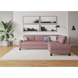 Ecksofa DOMO collection "Florentina zeitlos und elegant, Sitzn&auml;hte als Designelement, L-Form", lila (beere), B:243cm H:84cm T:209cm, Struktur fein (100% Polyester);Luxus-Microfaser (100% Polyester);Luxus-Microfaser in Chenille-Optik (100% Polyester);Microvelour (100% Polyester);Webstoff (100% Polyester), Sofas, Ecksofa, wahlweise mit Bettfunktion, mit Kontrastnaht, Komfortsitzh&ouml;he 47cm