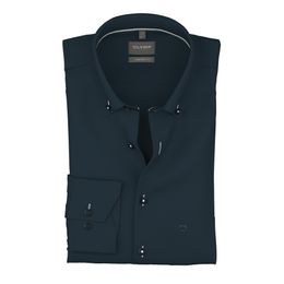 Langarmhemd OLYMP "Luxor", Herren, Gr. 41, N-Gr, marine, Web, Obermaterial: 100% Baumwolle, comfort fit normal, 2-Knopf-Manschette, Hemden Langarmhemd, Businesshemd, comfort fit, Button-down-Kragen