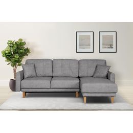 Ecksofa Home Affaire "TRIPLO optionale Schlafsofa mit Bettkasten, Ma&szlig;e B/T/H: 234/164/89 cm", grau, B:234cm H:89cm T:164cm, 100% Polyester, Sofas, Ecksofa, L-Form wahlweise mit Bettfunktion - Liegefl&auml;che 132x210 cm