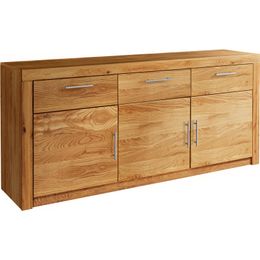 Sideboard VOGL M&Ouml;BELFABRIK "Toronto", braun (wildeiche teilmassiv, 3 schubladen), B:182cm H:82cm T:42cm, Holz teilmassiv, Melamin, Sideboards, Sideboard