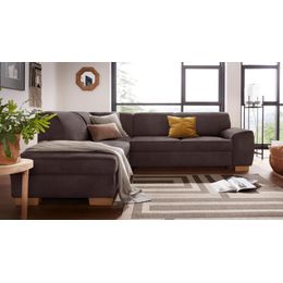 Ecksofa DOMO collection "Incanto kubische Formensprache, komfortabel, L-Form", braun (espresso), B:260cm H:81cm T:195cm, Sofas, Ecksofa, wahlweise mit Bettfunktion