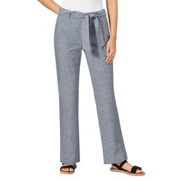 Palazzohose Casual Looks, Damen, Gr. 22, Kurzgr&ouml;&szlig;en, blau, 55% Leinen, 45% Baumwolle, unifarben, lang, Hosen Palazzohose