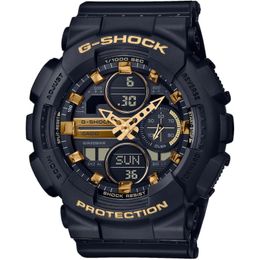 Chronograph Casio G-SHOCK, schwarz (schwarz, goldfarben), Armbanduhren, Damen, Chronograph, Quarzuhr, Armbanduhr, Damen, Herren,Digitaluhr, bis 20 bar wasserdicht