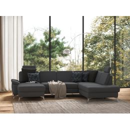 Sit & More Wohnlandschaft SIT & MORE "Padua U-Form", blau (hellblau), B:340cm H:89cm T:228cm, Sofas, Wohnlandschaft, inklusive Sitztiefenverstellung, Armteilfunktion und Federkern