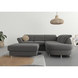 Sit & More Ecksofa SIT & MORE "Apulia L-Form", grau, B:250cm H:78cm T:212cm, Webstoff (100% Polyester);Struktur weich (90% Polyester, 10% Polyamid);Luxus-Micofaser Euphoria (100% Polyester);Samtoptik (100% Polyester), Sofas, Ecksofa, wahlweise Bettfunktion, Bettkasten und Kopf- und Armteilverstellung