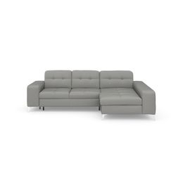 Sit & More Ecksofa SIT & MORE "Baviene L-Form", silber, B:286cm H:92cm T:176cm, Sofas, Ecksofa, inklusive Sitztiefenverstellung und Federkern, wahlweise Bettfunktion