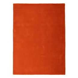 Wollteppich CarpetFine "Gabbeh Lola Uni", orange, B:120cm H:14mm L:170cm, Wolle, Teppiche, Wollteppich, mit nat&uuml;rlichem Pflanzenmaterial von Hand gewebt, auch in Rund