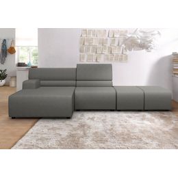 Ecksofa Egoitaliano "Babouche, Designsofa mit au&szlig;ergew&ouml;hnlichem Sitzkomfort zum Wohlf&uuml;hlen", grau (steingrau), B:384cm H:80cm T:98cm, Luxus-Micofaser Lederoptik (100% Polyester) ist ein neues technisches Gewebe mit einem visuellen und taktilen Aspekt, der dem Nubuk sehr nahe kommt, mit innovativen Eigenschaften. Seine au&szlig;erordentliche Weichheit kommt von einem exklusiven Produktionsprozess, der Un