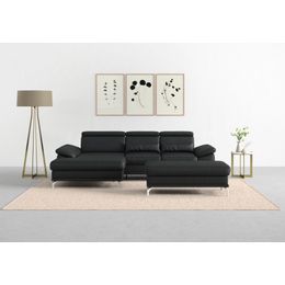 Sit & More Ecksofa SIT & MORE "Cabrio L-Form, B: 295 cm, mit Sitztiefen-, Arm- & Kopfteilverstellung", schwarz, B:295cm H:87cm T:180cm, Sofas, Ecksofa, 2 Nierenkissen, Federkern, optional Bettfunktion und Stauraum