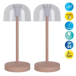 N&auml;ve N&Auml;VE LED Tischleuchte "Gomba 18,5 cm", grau (taupe), 1, &Oslash; 8cm H: 18,5cm, 2 Stk., Leuchten, 2er Set, aufladbar, USB Kabel, Memoryfunktion, stufenlos dimmbar, LED Tischleuchte