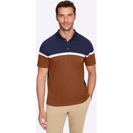 Kurzarmshirt Catamaran "Kurzarm-Poloshirt", Herren, Gr. 48/50, marine, cognac, gestreift, 100% Baumwolle, gemustert, gestreift, Shirts Kurzarmshirt
