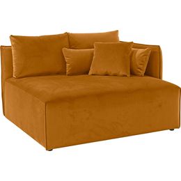 Ottomane OTTO HOME "N&ouml;re", gold (goldfarben), B:138cm H:86cm T:128cm, 100% Polyester, Sofas, Ottomane, kurzes Lounge-Modul - zum Zusammenstellen, Breite 138 cm, Tiefe 128 cm