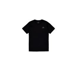 T-Shirt Alpha Industries "Basic T-Shirt SL TPU", Herren, Gr. M, schwarz (schwarz, chrome), Obermaterial: 100% Baumwolle, Shirts T-Shirt