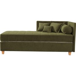 Schlafsofa Alina "Kona", gr&uuml;n (dunkelgr&uuml;n gcp 333), B:201cm H:90,5cm T:101cm, Chenille GCP (100% Polyester), Sofas, Schlafsofa, 7-Zonen Taschenfederkernmatratze, Zierkissen-Set und Schlummerrollen