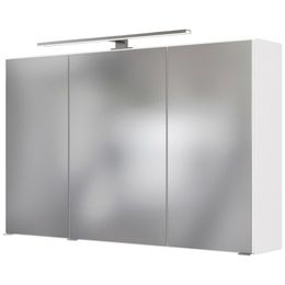 Spiegelschrank Welltime "Matera", wei&szlig;, B:100cm H:64cm T:20cm, Holzwerkstoff, Schr&auml;nke, Spiegelschrank, Breite 100 cm, mit 6 verstellbaren Glasb&ouml;den