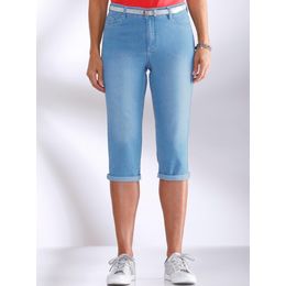 Caprijeans Casual Looks, Damen, Gr. 48, Normalgr&ouml;&szlig;en, blau (blau, bleached), 81% Baumwolle, 17% Polyester, 2% Elasthan, unifarben, knielang, Jeans Caprijeans