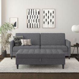 3-Sitzer DOREL HOME "Presley", grau, B:203cm H:83cm T:83cm, Webstoff, 100% Polyester, Sofas, 3-Sitzer, Sofa mit Bett-Funktion und verstellbarer R&uuml;ckenlehne