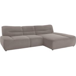 Ecksofa DOMO collection "Cesena moderne Polsterecke mit flachen Armlehnen, L-Form", grau (stone), B:288cm H:81cm T:175cm, Sofas, Ecksofa, fester Sitzkomfort, frei im Raum stellbar
