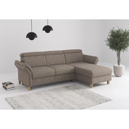Ecksofa Home Affaire "Glendale, L-Form", cappuccino, B:253cm H:84cm T:166cm, 100% Polyester, Sofas, Ecksofa, inkl. Kopfteilverstellung, wahlweise mit Vorziehsitz und Bettkasten