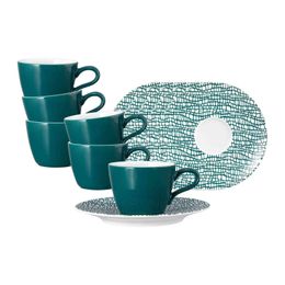 Tasse Seltmann Weiden "Espressotassen mit Untertassen Life Fashion 90 ml 6er Set", bunt (trendy gr&uuml;n), 12 tlg., Porzellan, Trinkgef&auml;&szlig;e, Tasse