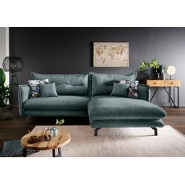 Ecksofa Home Affaire "LAVA Breite 255 cm, modern und elegant, aktuelle Kissenoptik, L-Form", ocean, t&uuml;rkis, B:255cm H:94cm T:180cm, Sofas, Ecksofa, Armlehnen verstellbar