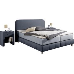 Boxspringbett Home Affaire "Cesson, in verschiedenen Breiten", blau, B:207cm L:207cm, Komplettbetten, Boxspringbett, inkl. Topper, wahlweise in H2, H3 oder H4 erh&auml;ltlich