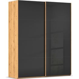 Schwebet&uuml;renschrank Rauch "Kleiderschrank Schrank Garderobe Schlafzimmerschrank SCALE-FYRA", schwarz (asteiche, glas schwarz, griffleisten asteiche), B:181cm H:223cm T:67cm, Holzwerkstoff, Schr&auml;nke, Schwebet&uuml;renschrank, edle viergeteilte T&uuml;ren mit Glas-Front viele Farben MADE IN GERMANY