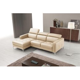Ecksofa Egoitaliano "Matt, erstklassiger Sitzkomfort, aufwendige Detailverarbeitung, L-Form", beige (champagner), B:247cm H:100cm, Leder &raquo;BULL&laquo; (echtes Rindsleder). Geschliffenes, pigmentiertes und behandeltes Rindsleder mit einer Dicke von 1, 3-1, 5 mm. Dieses Leder zeigt eine ziemlich weiche Hand mit einem halb undurchsichtigen Aussehen. Es handelt sich um ein gesch&uuml;tztes Leder. Eine leichte Dec