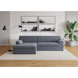 Ecksofa DOMO collection "Topper, elegant und zeitlos, kompaktes Stellma&szlig; 245/155cm, L-Form", grau (dunkelgrau), B:245cm T:155cm, Sofas, Ecksofa, mit Recamiere, wahlweise mit Schlaffunktion