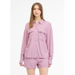 Langarmshirt Ragwear "JOCASTA", Damen, Gr. M (38), rosa (dusty pink), Web, Obermaterial: 75% Viskose, 25% Leinen, unifarben, regular fit h&uuml;ftlang, Rundhals, Shirts Langarmshirt, mit Leinen, relaxed fit