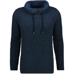 Rollkragenpullover Ragman, Herren, Gr. 54, bunt (blau, gr&uuml;n, 731), Strick, 100% Baumwolle, ohne Ausschnitt, Pullover Rollkragenpullover