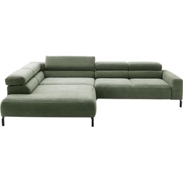 Ecksofa Home Affaire "Antonelli, L-Form, inkl. Kopfteilverstellung, Breite 312 cm", gr&uuml;n (oliv), B:312cm H:71cm T:219cm, 95% Polyester, 5% Nylon, Sofas, Ecksofa, ohne Sitztiefenverstellung, in Cord, oliv