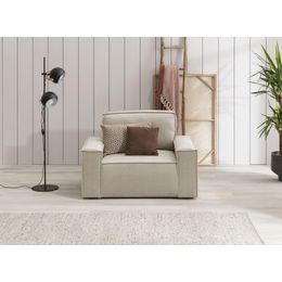 Sessel Home Affaire "SHERWOOD, Love-Seat in 3 Stoffarten verf&uuml;gbar", beige (cream), B:120cm H:85cm T:86cm, 100% Polyester, Sessel, Sessel, passend zur Polster-Serie SHERWOOD