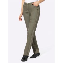 Bequeme Jeans Classic Basics, Damen, Gr. 38, Normalgr&ouml;&szlig;en, gr&uuml;n (khaki), 81% Baumwolle, 17% Polyester, 2% Elasthan, unifarben, lang, Jeans Bequeme Jeans