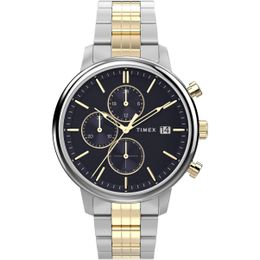 Chronograph Timex "CHICAGO", silber (silberfarben, gelbgoldfarben), Armbanduhren, Herren, Chronograph, Quarzuhr, Armbanduhr, Herren, Datum, Stoppfunktion, 12/24-Std.-Anzeige