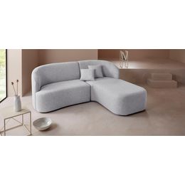 Ecksofa "Dilara L-Form", grau (hellgrau), B:200cm H:87cm T:165cm, Struktur fein 100% Polyester);Samtoptik (100% Polyester);Boucl&eacute; (100% Polyester), LeGer Home by Lena Gercke, Sofas, Ecksofa, gerundete R&uuml;ckenlehne und Front, in 3 Bezugsqualit&auml;ten