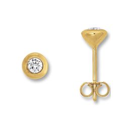 Paar Ohrstecker ONE ELEMENT "Zirkonia Zarge Ohrringe Ohrstecker aus 333 Gelbgold", gold, Ohrringe, Damen, Gelbgold 333, Paar Ohrstecker