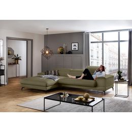 Ecksofa W.Schillig "piedroo, Designsofa mit tollem Sitzkomfort, L-Form", gr&uuml;n (camouflage z69), B:303cm H:70cm T:193cm, Longlife Xtra-Leder Z69: Das feinnarbige, gedeckte Softleder Z69 besticht durch seine au&szlig;ergew&ouml;hnliche Weichheit im trendigen &raquo;Vintage-Look&laquo;, Hautst&auml;rke 0, 9 - 1, 1 mm, Sofas, Ecksofa, Kopfteilverstellung, wahlweise mit Sitztiefenverstellung, Breite 303cm