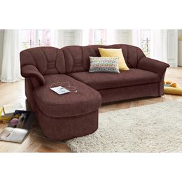 Ecksofa DOMO collection "Elva, zeitloses Design, elegante R&uuml;ckensteppung, Breite 233cm L-Form", braun, B:240cm H:84cm T:82cm, Kunstleder SOFTLUX / Struktur ( 100% Polyester);Microfaser PRIMABELLE (100% Polyester);(gepr&auml;gte) Luxus-Microfaser (100% Polyester), Sofas, Ecksofa, wahlweise mit Bettfunktion und Federkern