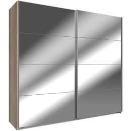 Schwebet&uuml;renschrank wimex "Easy", braun (struktureichefarben hell, spiegel), B:225cm H:210cm T:65cm, Schr&auml;nke, Schwebet&uuml;renschrank, mit Vollspiegel