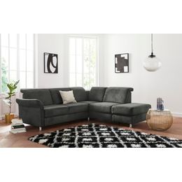 Sit & More Ecksofa SIT & MORE "Darwin L-Form", blau (antrazith), B:249cm H:83cm T:221cm, Sofas, Ecksofa, inklusive Federkern, wahlweise mit Kopfteilverstellung, Bettfunktion