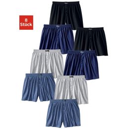 Weiter Boxer Le Jogger, Herren, Gr. 3, 8 Stk., blau (schwarz, marine, grau, meliert, blau, meliert), Jersey, Obermaterial: 100% Baumwolle, unifarben, bequem, Unterhosen Weiter Boxer, aus angenehm weicher Baumwoll-Qualit&auml;t, Topseller