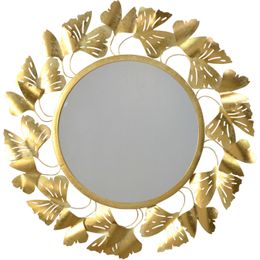 Wandspiegel, gold (goldfarben), T:3cm &Oslash;:82cm, Metall, Spiegelglas, HOFMANN LIVING AND MORE, Spiegel, Wandspiegel