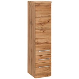 Midischrank Welltime "Davos", braun (eichefarben, eichefarben), B:30cm H:130cm T:35cm, Schr&auml;nke, Midischrank, mit 2 Schubladen